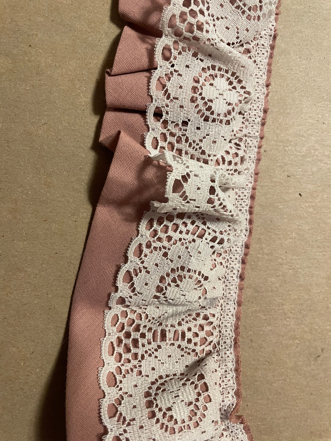 Mauve Ruffle and Lace - 3 Yards Vintage Fabric Trim New Old Stock Dolls ...