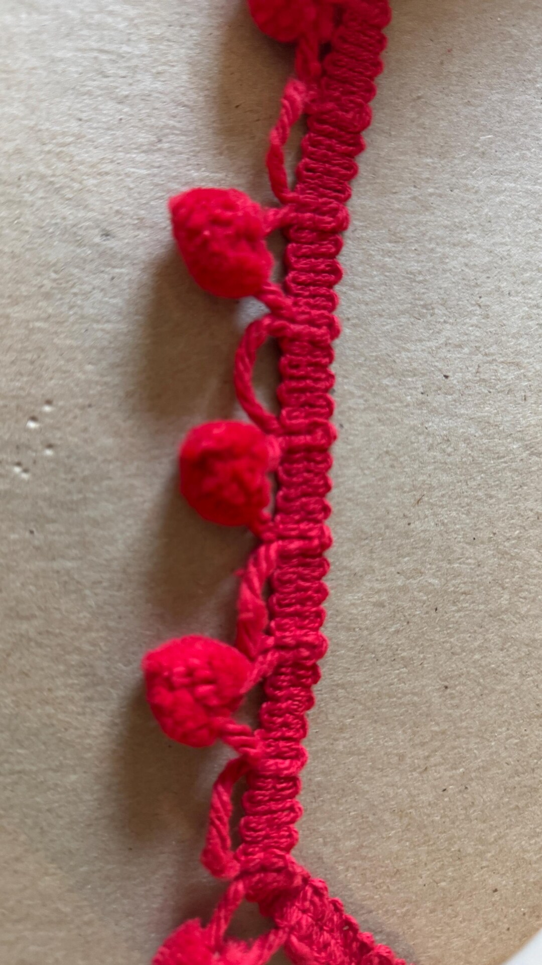 Vintage Red Ball Fringe - Mod Vintage Pom Poms 70s Cotton Christmas ...