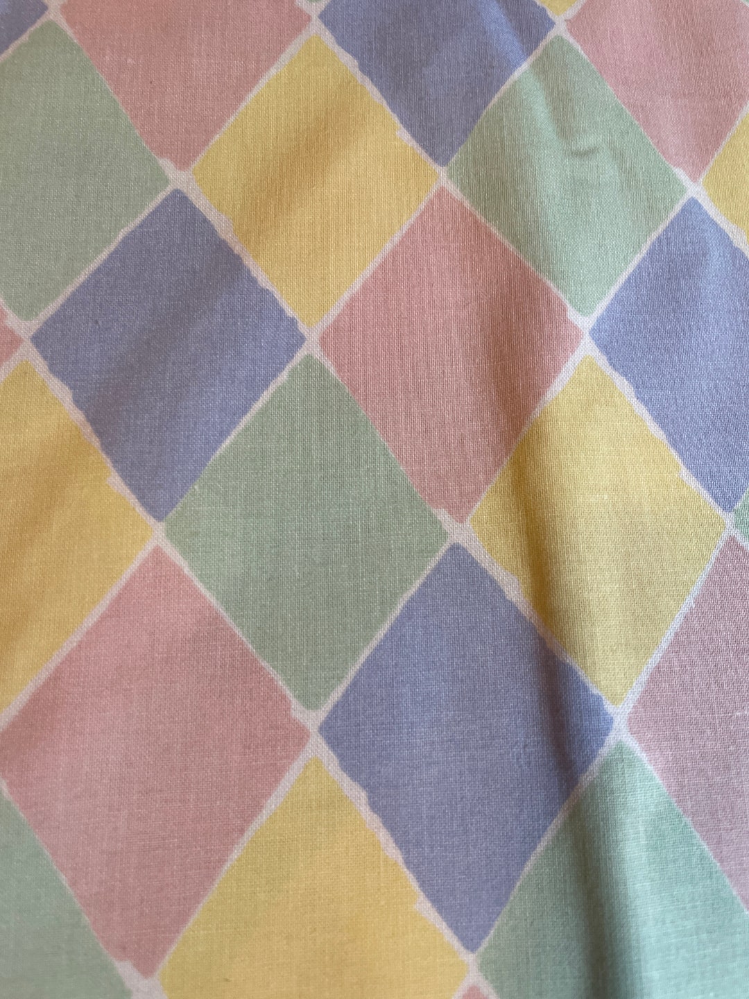 Pastel Harlequin New Old Stock Vintage Fabric 80s Great Graphics ...