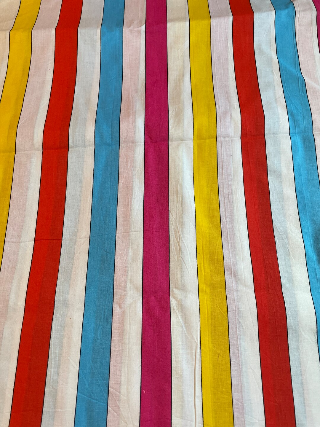 Fun Rainbow Stripes Vintage Fabric New Old Stock Circus Carnival ...