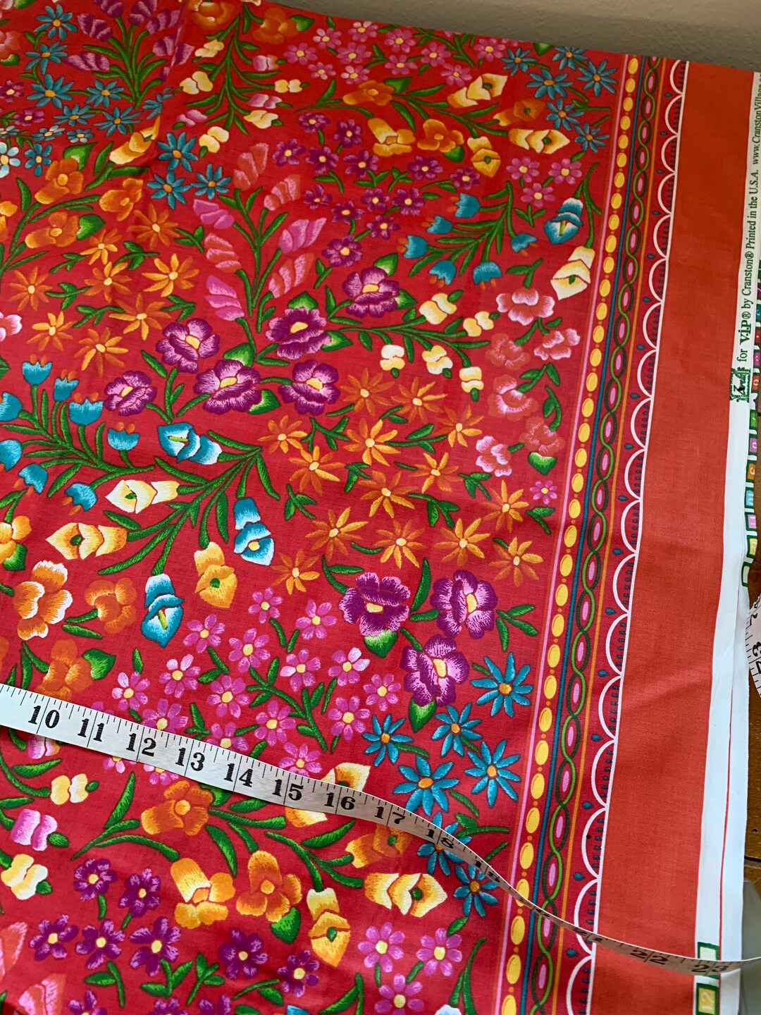 Double Garden Border Print - Vintage Fabric Flowers Floral Red - Etsy