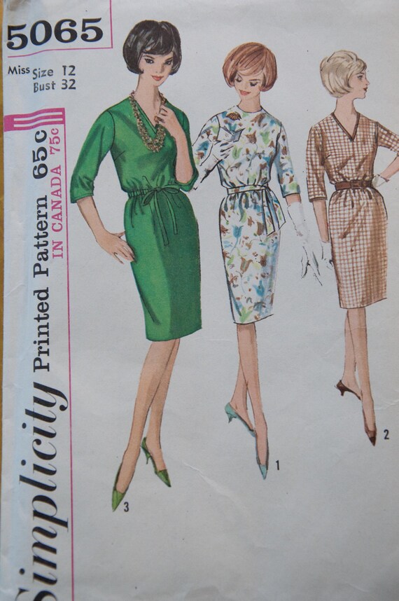 Simplicity 5065 Vintage Pattern Misses Sz 12 Bust 32 Day | Etsy