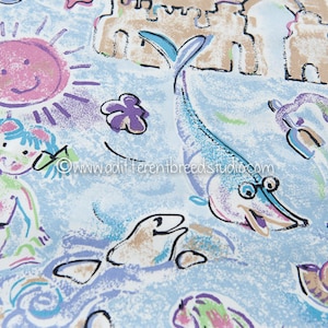 Fun Day at the Beach - Vintage Fabric New Old Stock Novelty Ocean ...