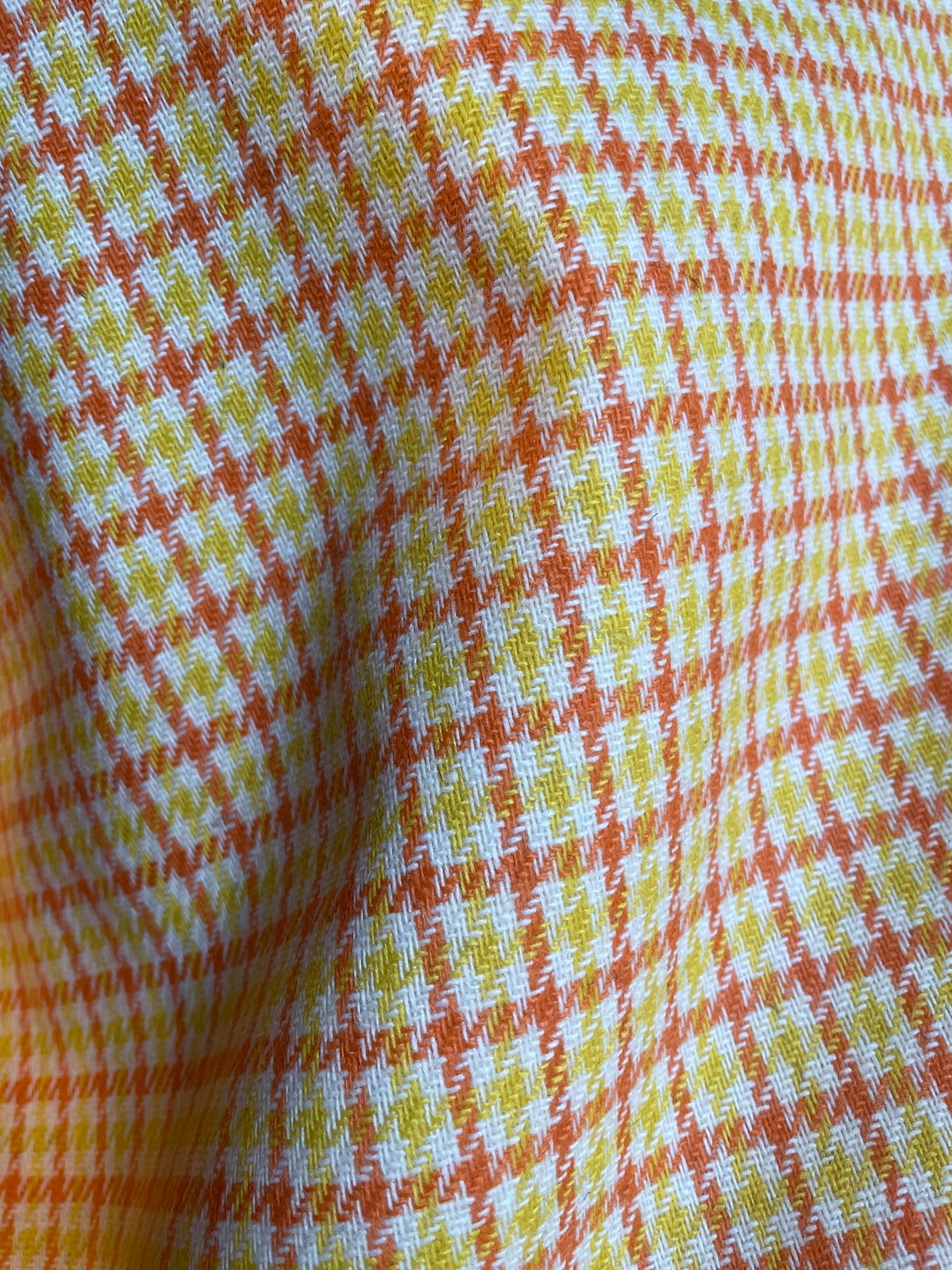 Orange und Gelb Mod Karo - Vintage Stoff Mehrfarbig Wolle 70er Jahre ...