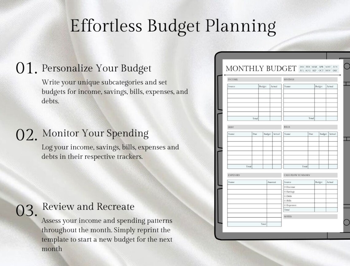 Simple Printable Monthly Budget Template | Cashflow, Income, Bills ...