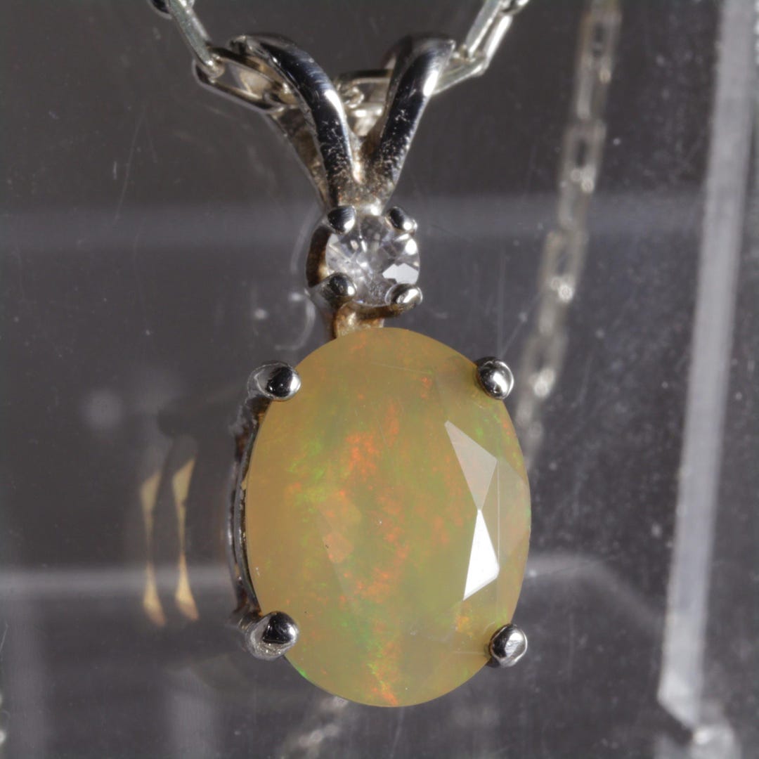 Welo Opal, Faceted Ethiopian Opal, With White Sapphire, Sterling ...