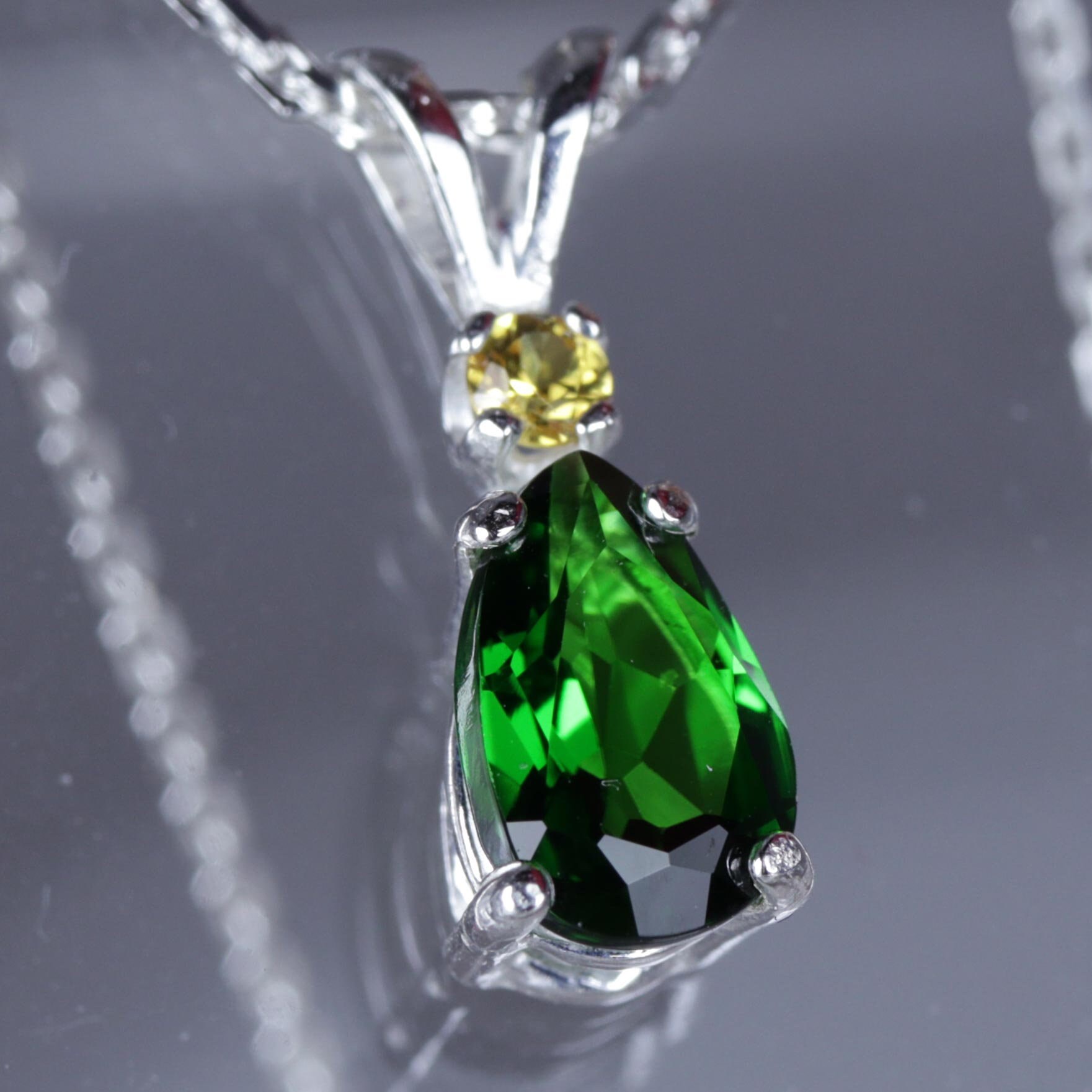 Sterling Chrome Diopside Pendant - Etsy