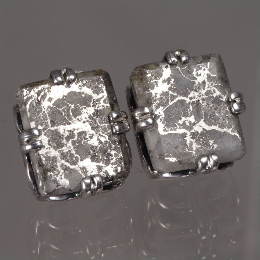 Native Silver in Quartz, in Sterling Earrings / Free Gift Box, Gift ...