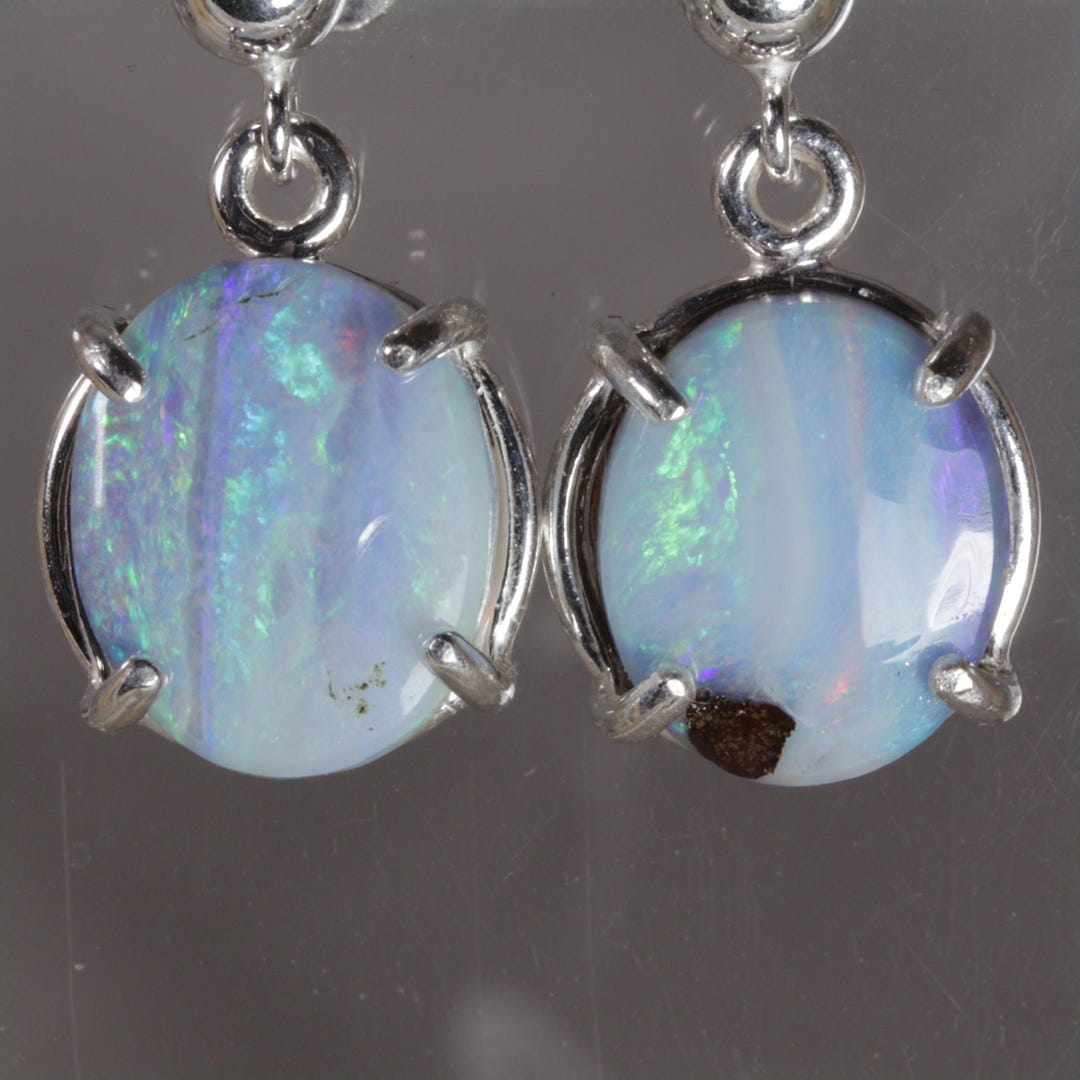 Opals in Ironstone, NOT Doublets or Triplets / Sterling Earrings - Free Gift Box, Gift Wrap ...