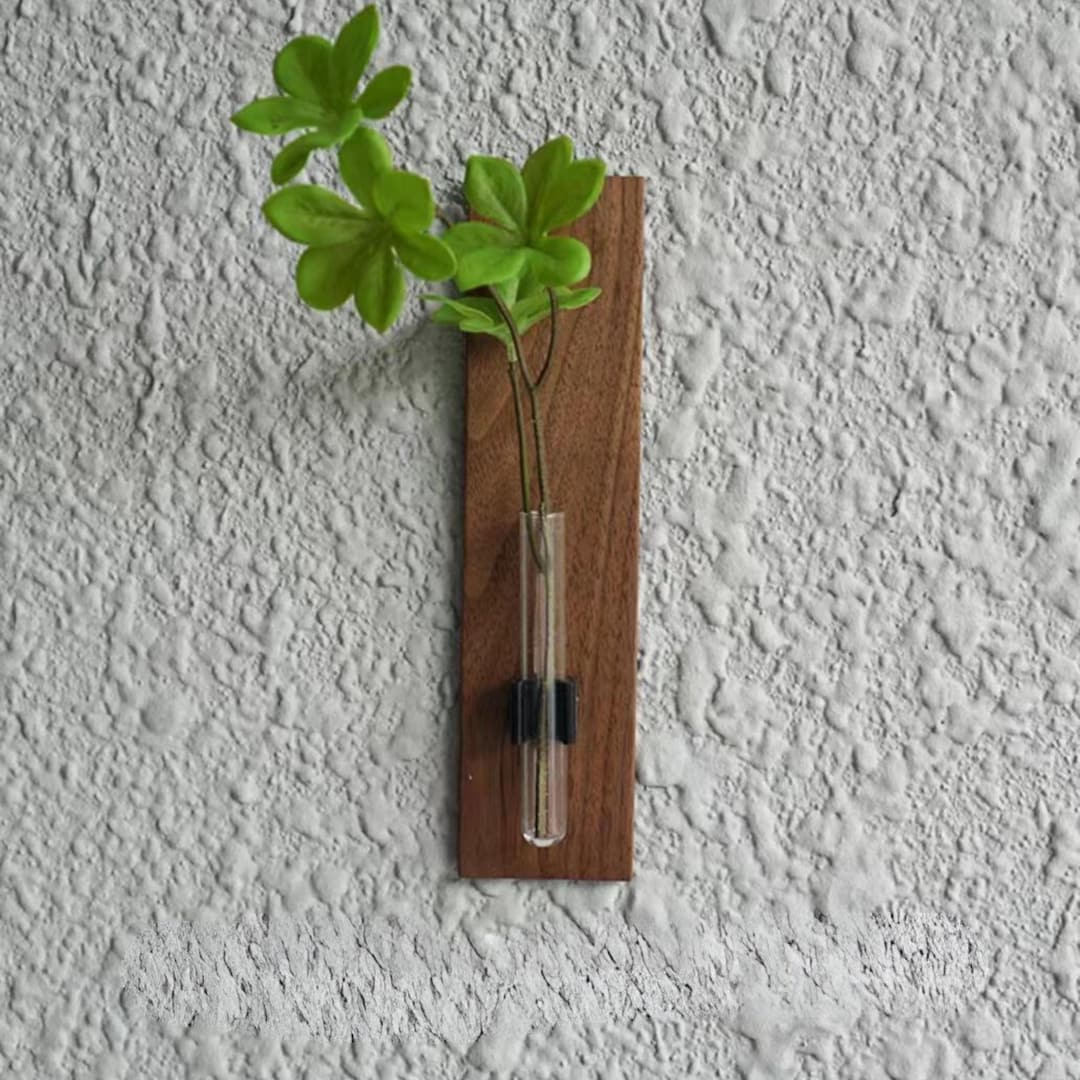 Glass Wall Vase, Wood Wall Sconces, Home Decoration, Rustic Wood ...