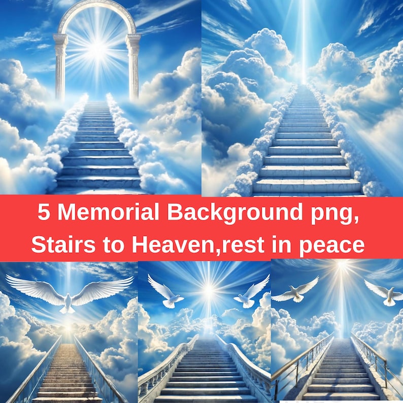 5 Heaven‑stairway Memorial Pngs • in Loving Memory Background Bundle ...