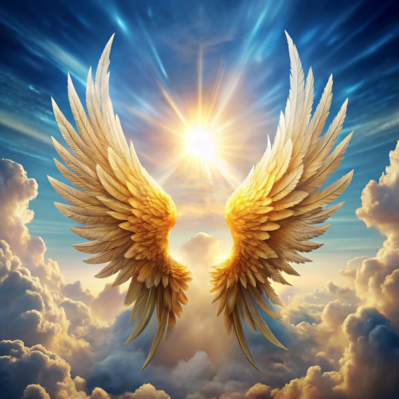 Elegant Funeral Backgrounds: Angel Wings Memorial Digital Images (PNG ...