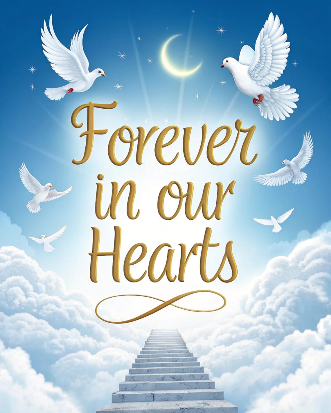 Stairs to Heaven Memorial Backdrop: Bereavement Design (PNG Download ...