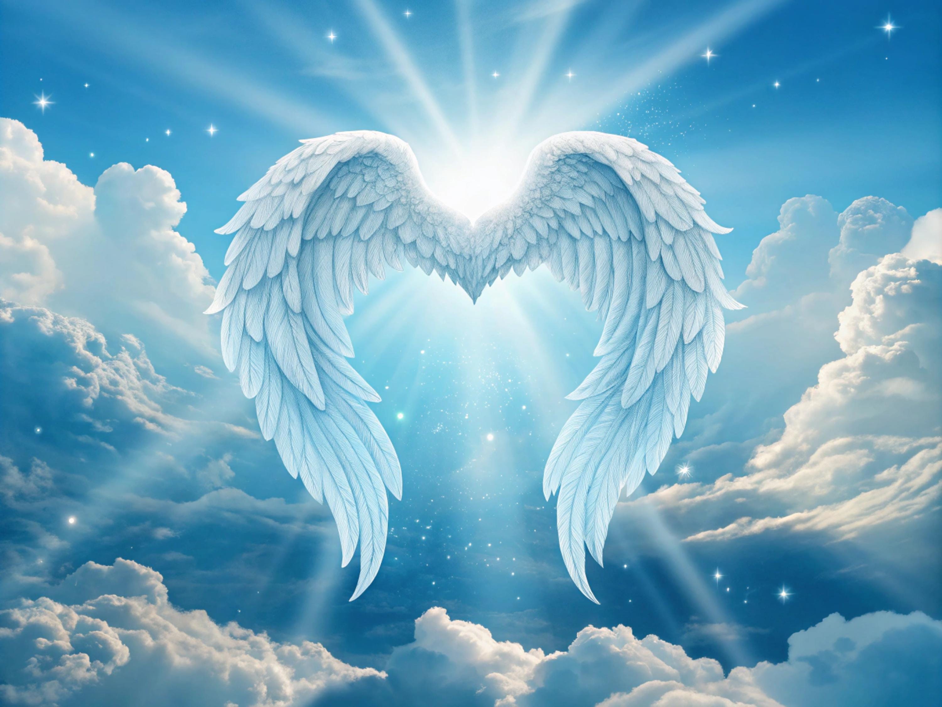 Memorial Heaven Background: Angel Wings, Rest in Peace (PNG Digital ...