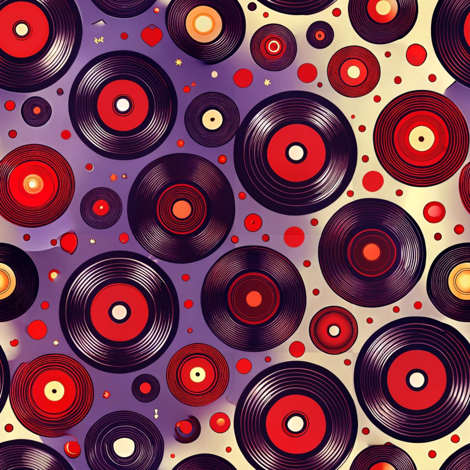 Vinyl Record Seamless Pattern: 5 Digital Papers (printable) - Etsy