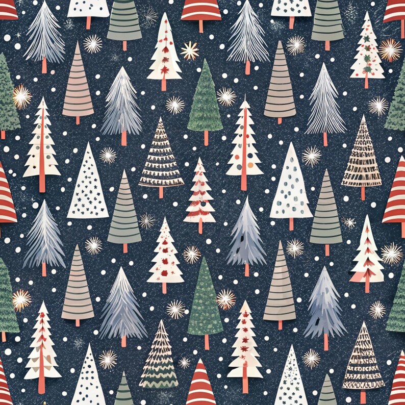 Christmas Tree Digital Paper: Seamless Holiday Pattern (SVG & PNG) - Etsy