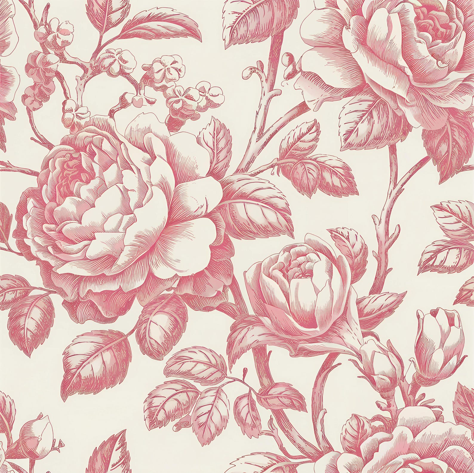 Dusty Rose Chinoiserie Floral Seamless Pattern: Vintage Digital Paper ...