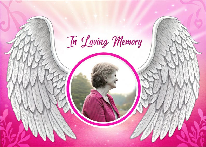 Memorial Photo Template: Angel Wings, Stairway to Heaven (canva ...