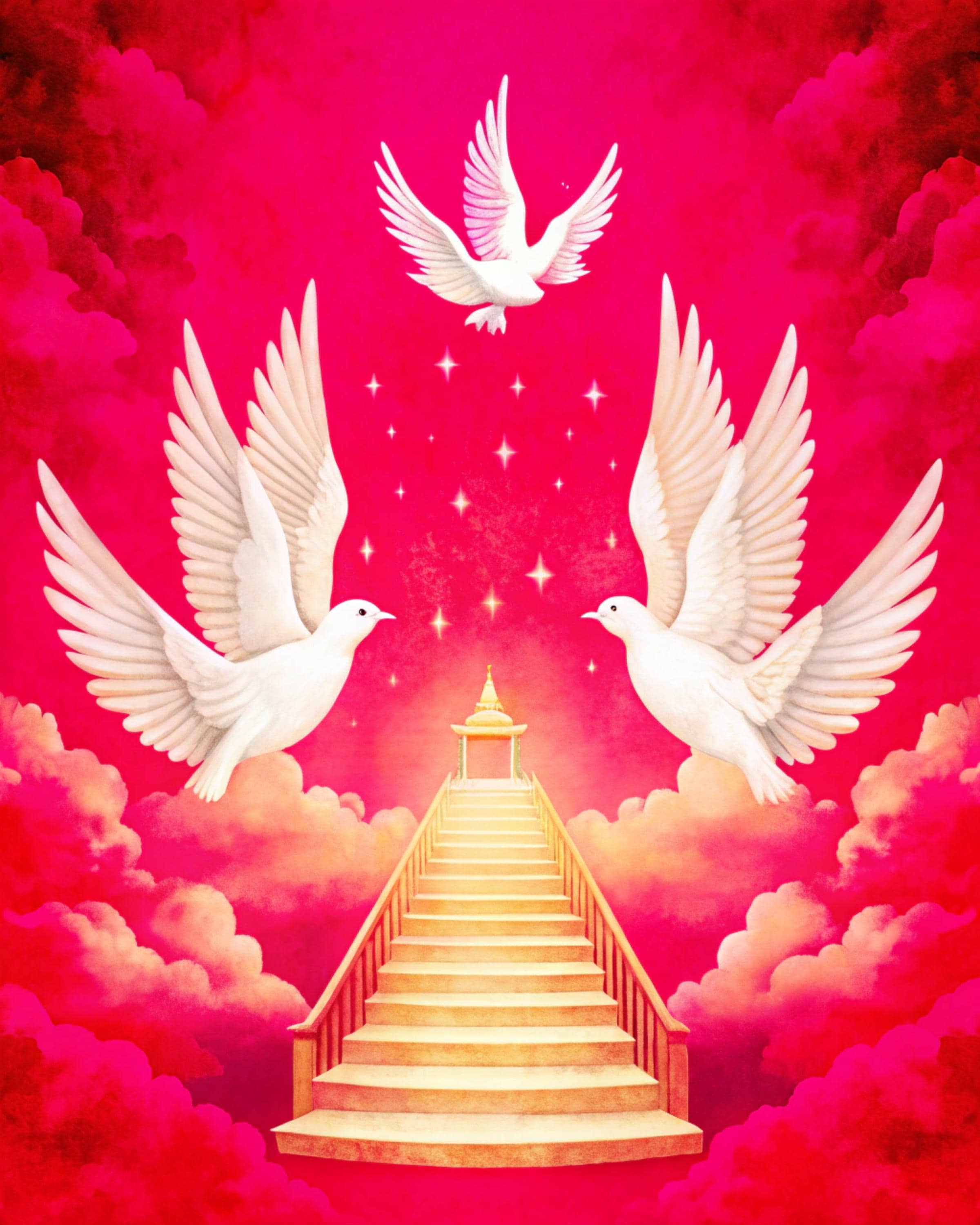 Stairs to Heaven Memorial Background: Blue Sky, Doves (PNG Download) - Etsy