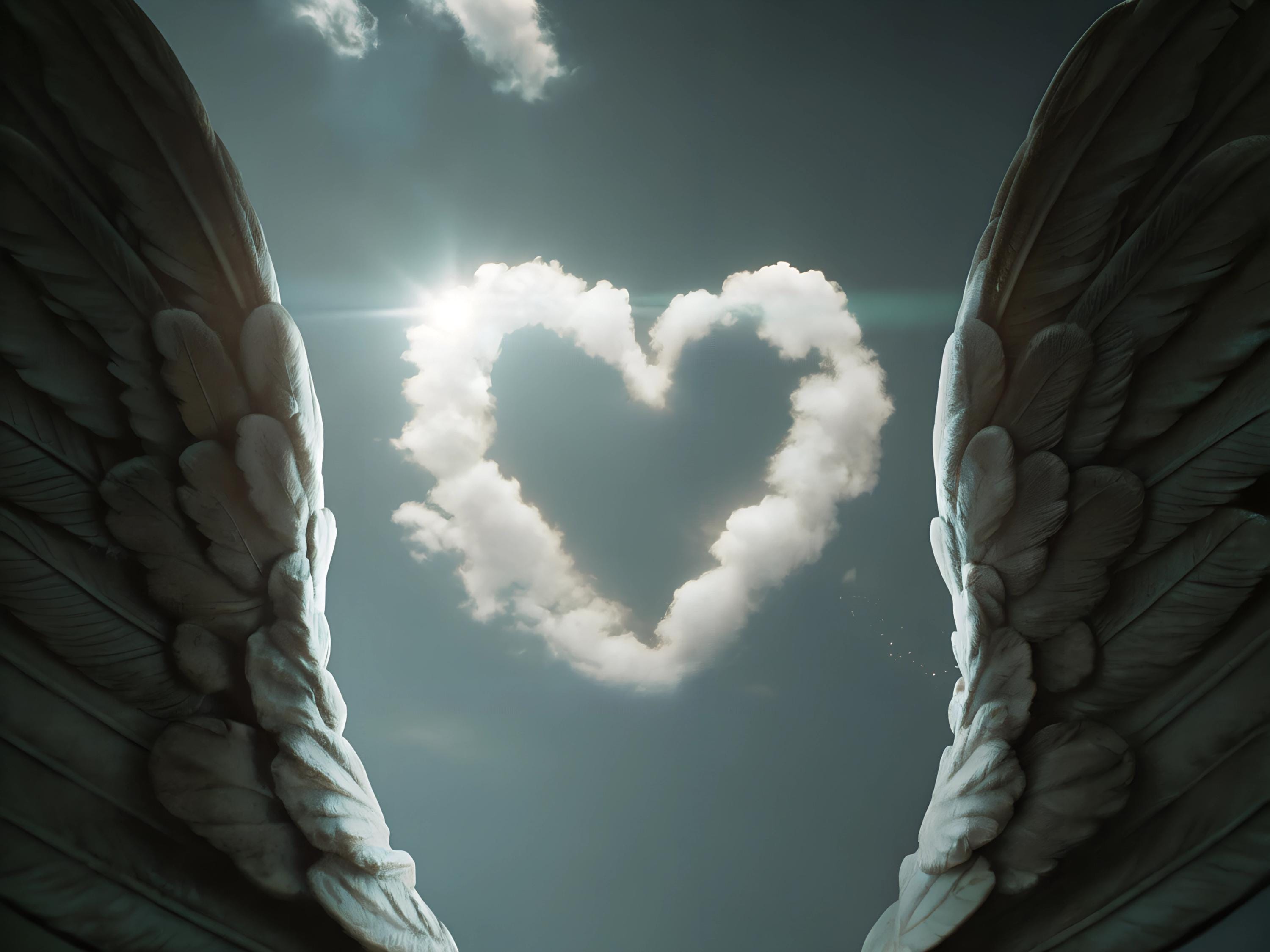 Memorial Heaven Background: Angel Wings, Serene Sky (PNG Digital Files ...
