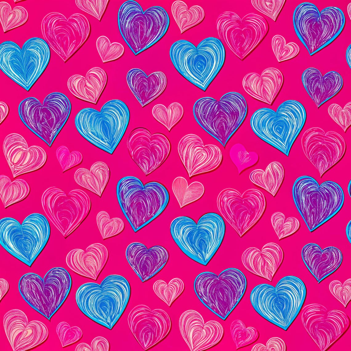 Preppy Hearts Digital Paper,5 Seamless Patterns for Printable Scrapbook ...