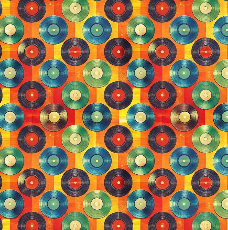 5 Vinyl Record Seamless Patterns Digital Papers Seamless Digital Papers ...