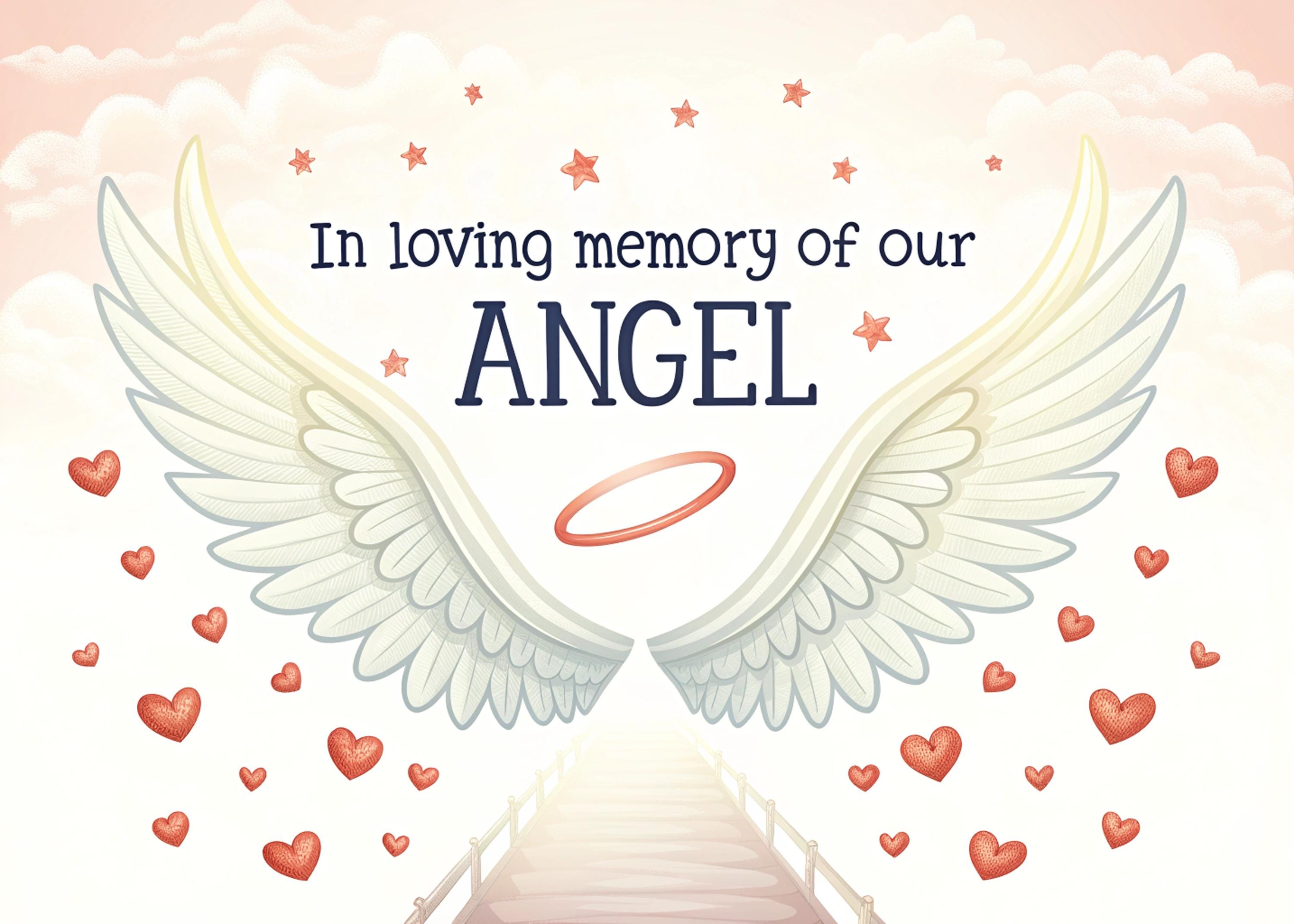 Memorial Heaven Background: Angel Wings, Stairs (PNG Download) - Etsy