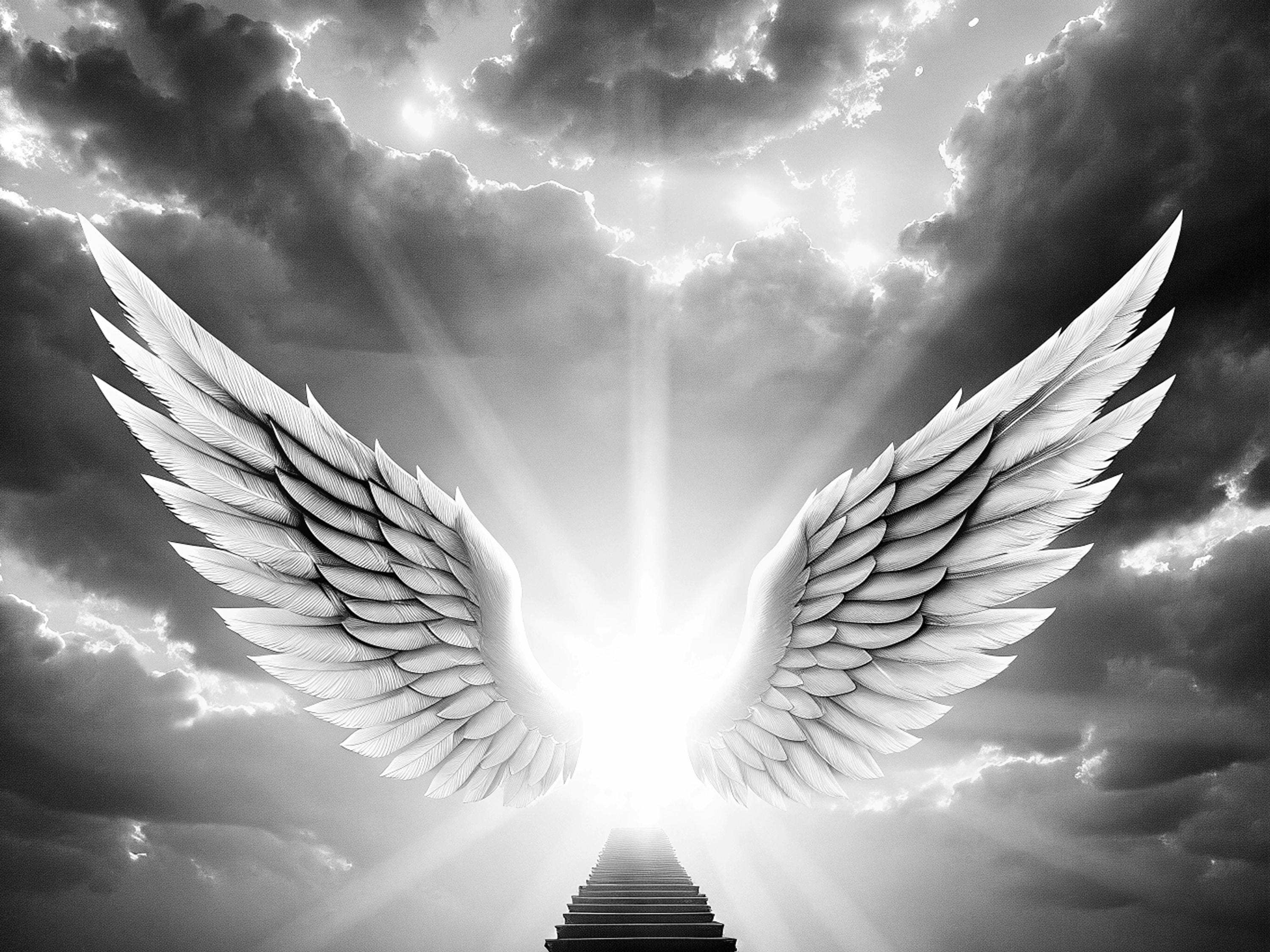 Memorial Heaven Background: Angel Wings, Clouds (PNG) - Etsy