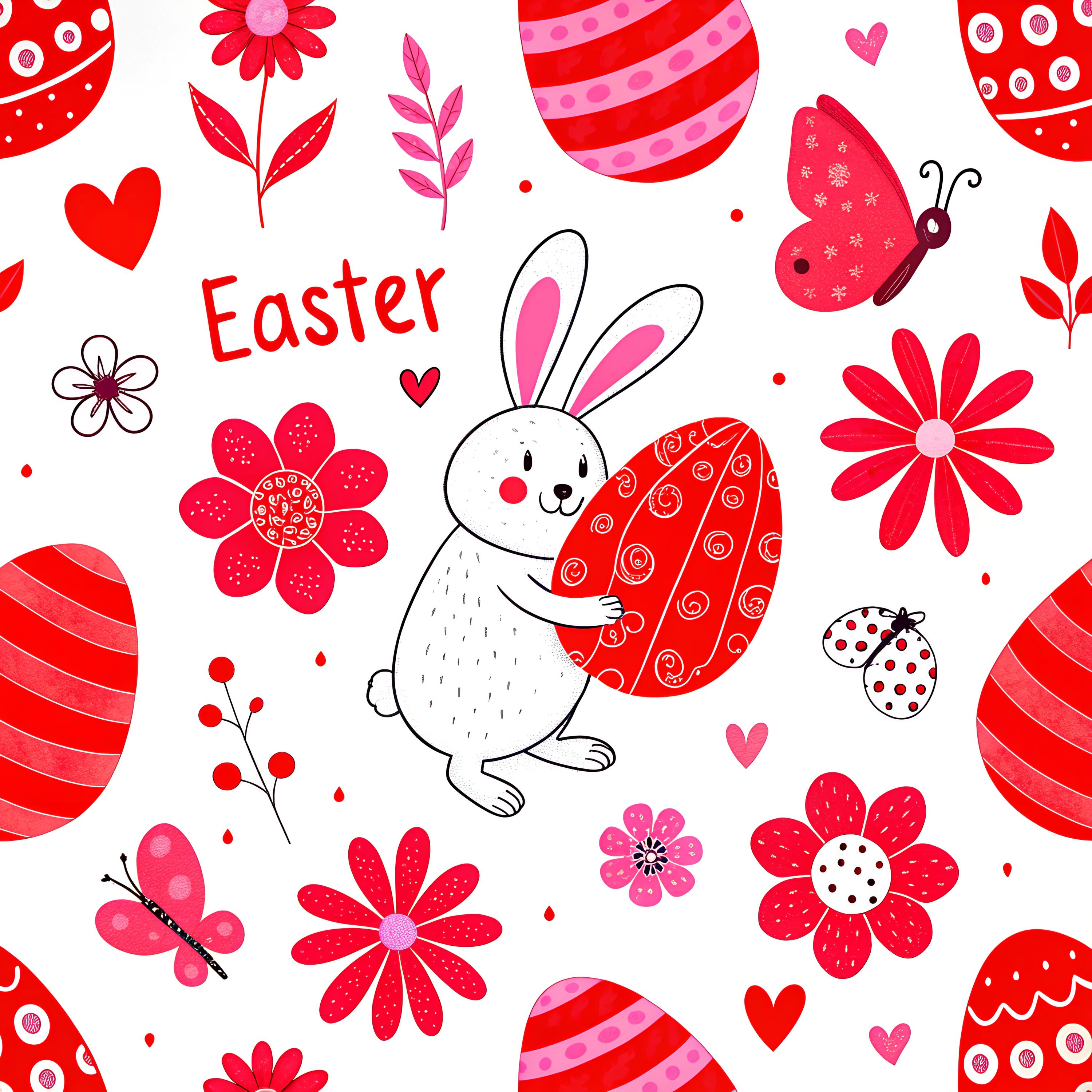 Playful Easter Digital Clipart – Set of 4 PNG Files – Bunny, Eggs ...