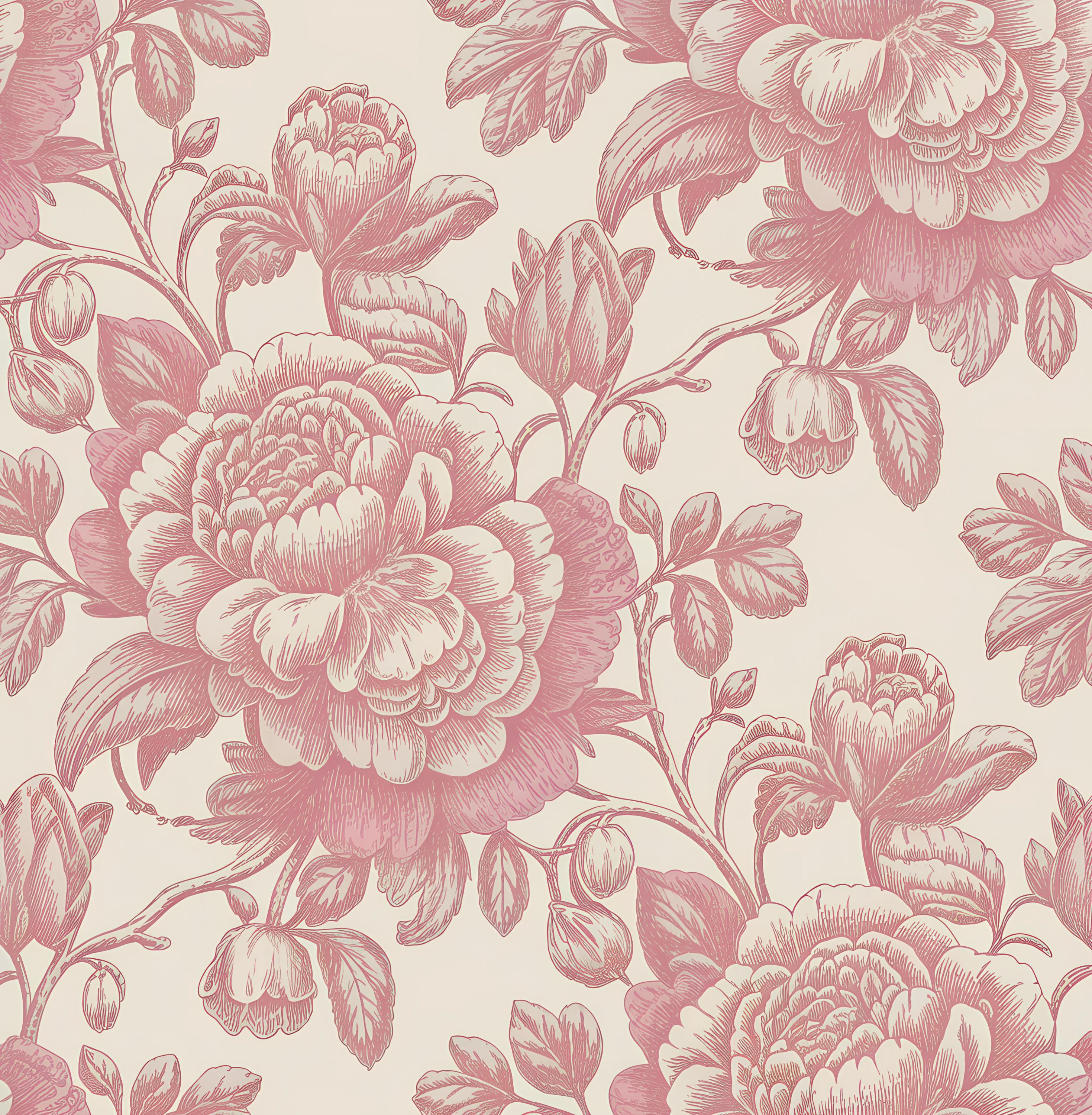 Dusty Rose Chinoiserie Floral Seamless Pattern: Vintage Digital Paper ...