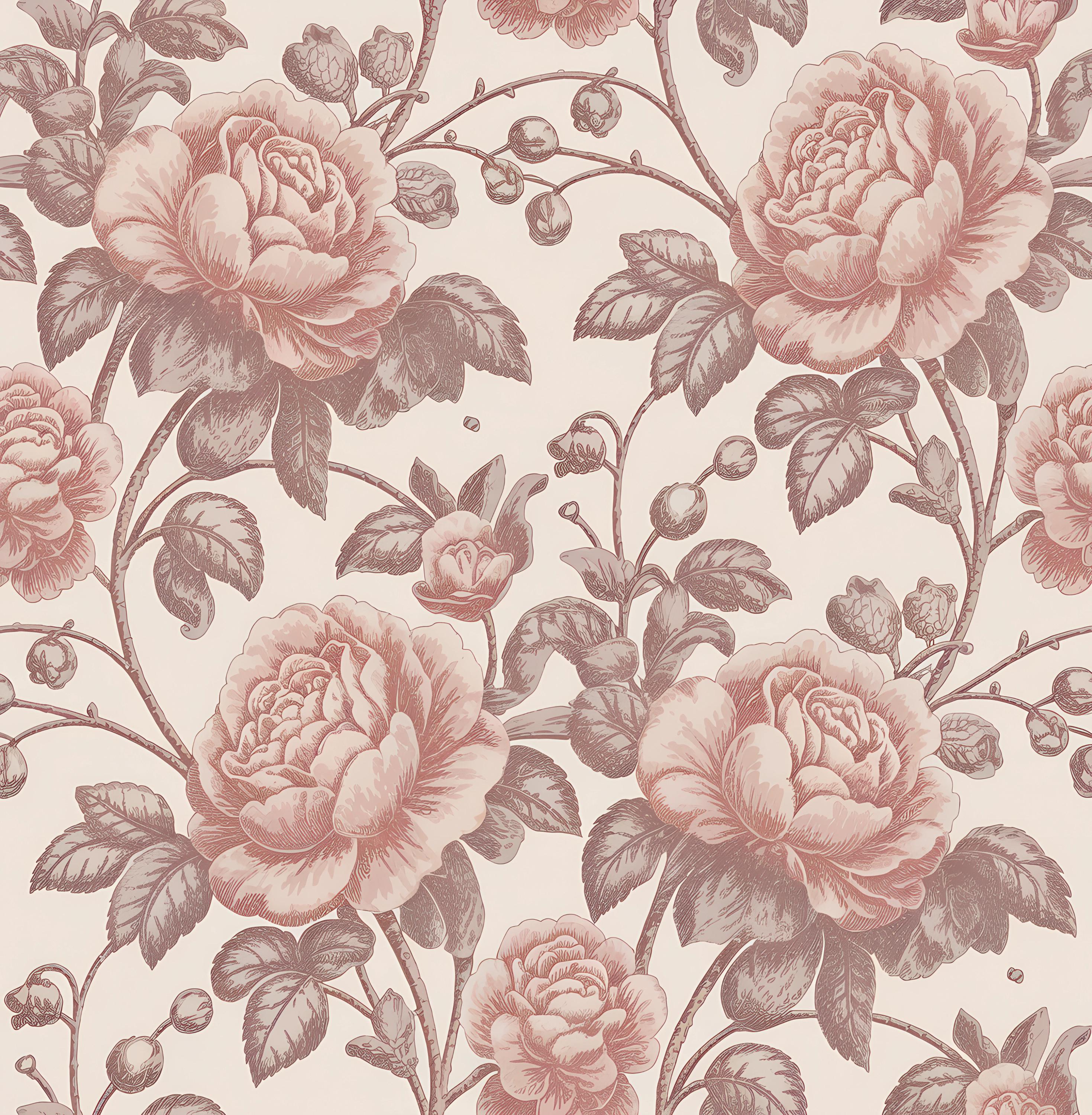 Dusty Rose Chinoiserie Floral Seamless Patterns-vintage Floral Patterns ...