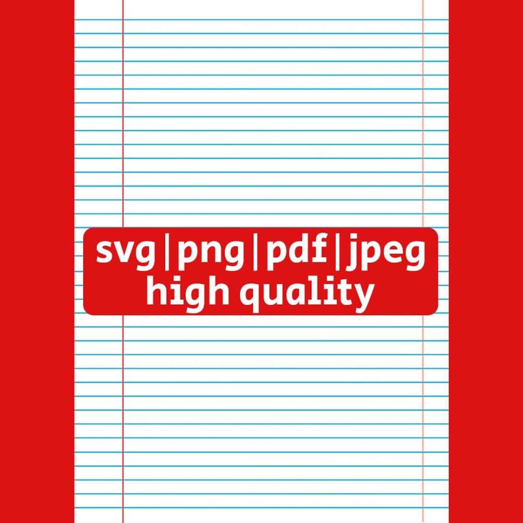 Lined Notebook SVG, Png,jpeg,pdf- School Paper Svg, Line Paper Svg ...