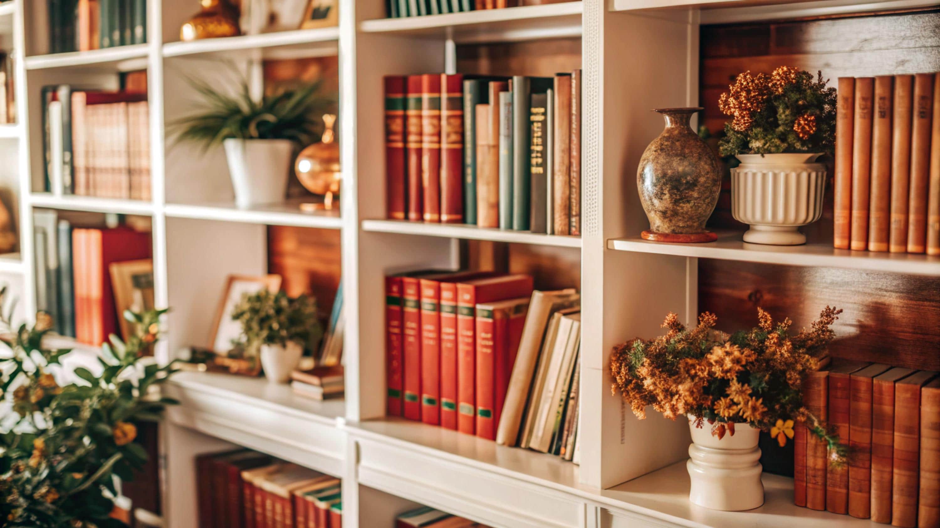 White Bookshelf Zoom Background | Zoom Background Home Office | Home ...