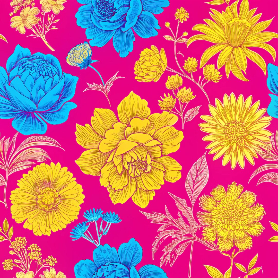 Preppy Seamless Pattern, Preppy Flowers, Bright Florals, Seamless ...