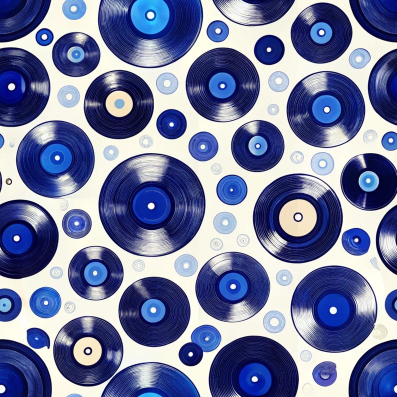 Vinyl Record Seamless Pattern: 5 Digital Papers (printable) - Etsy