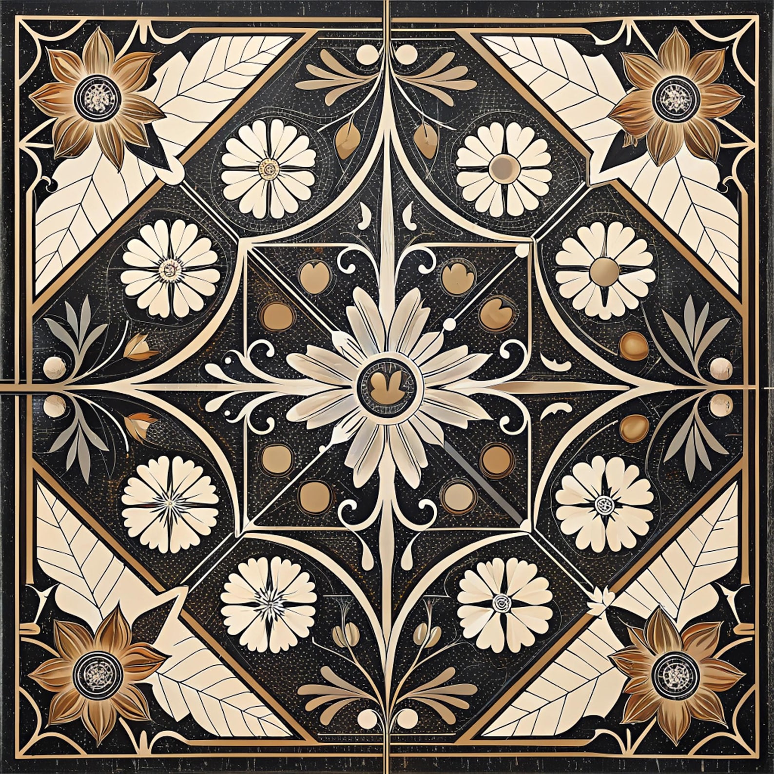 Retro Floral Tile PNG: 70s Vintage Pattern (commercial Use) - Etsy