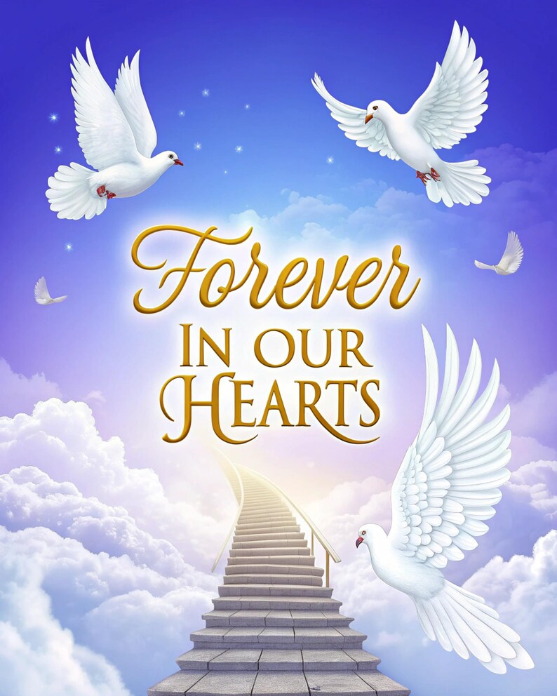 Stairs to Heaven Memorial Backdrop: Bereavement Design (PNG Download ...