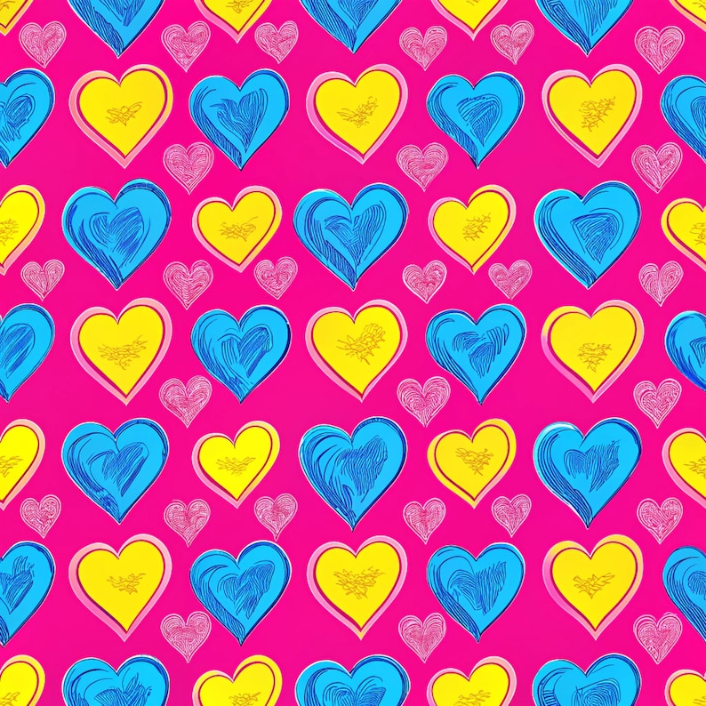 Preppy Hearts Digital Paper,5 Seamless Patterns for Printable Scrapbook ...