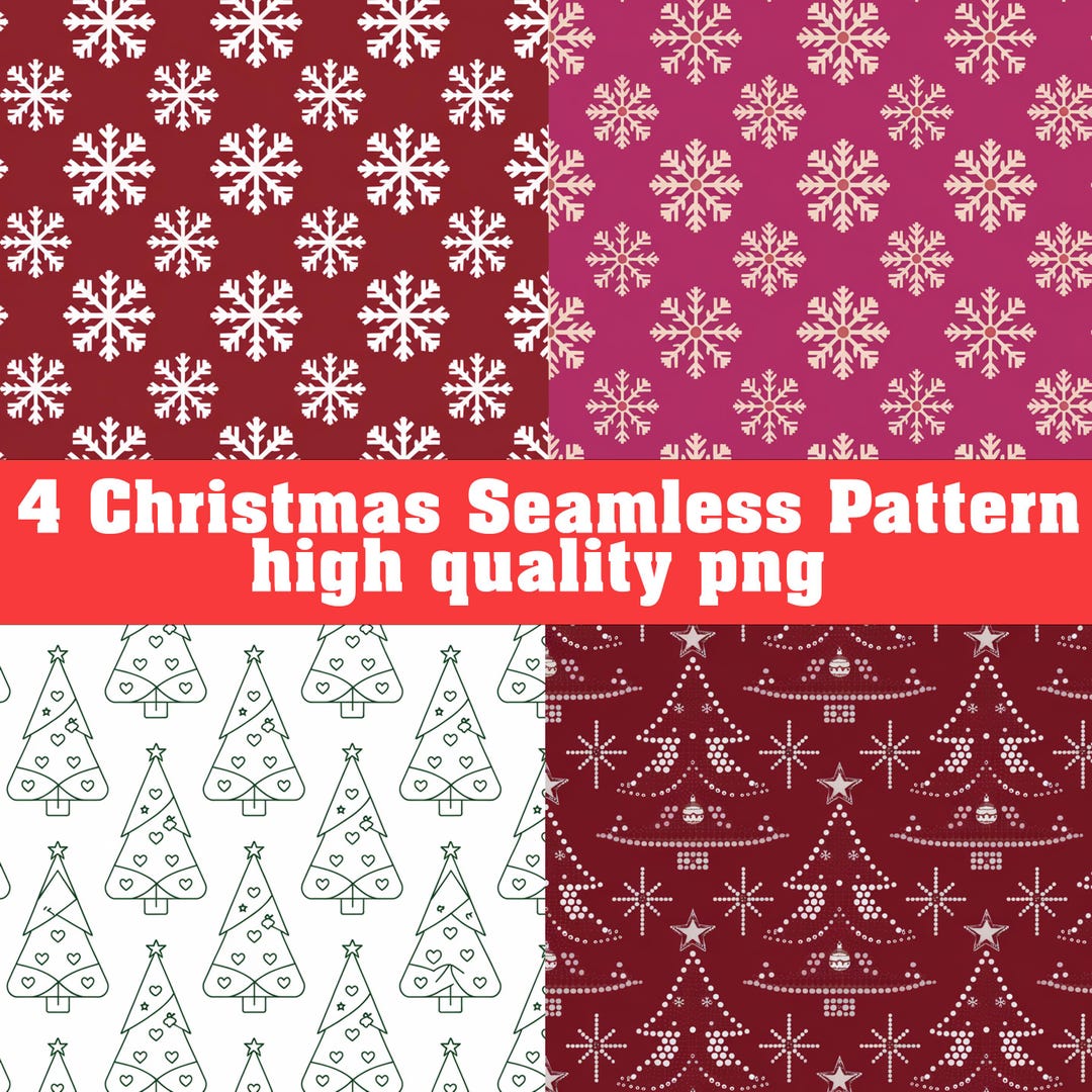 Christmas Seamless Pattern Digital Paper Set (digital Download) - Etsy