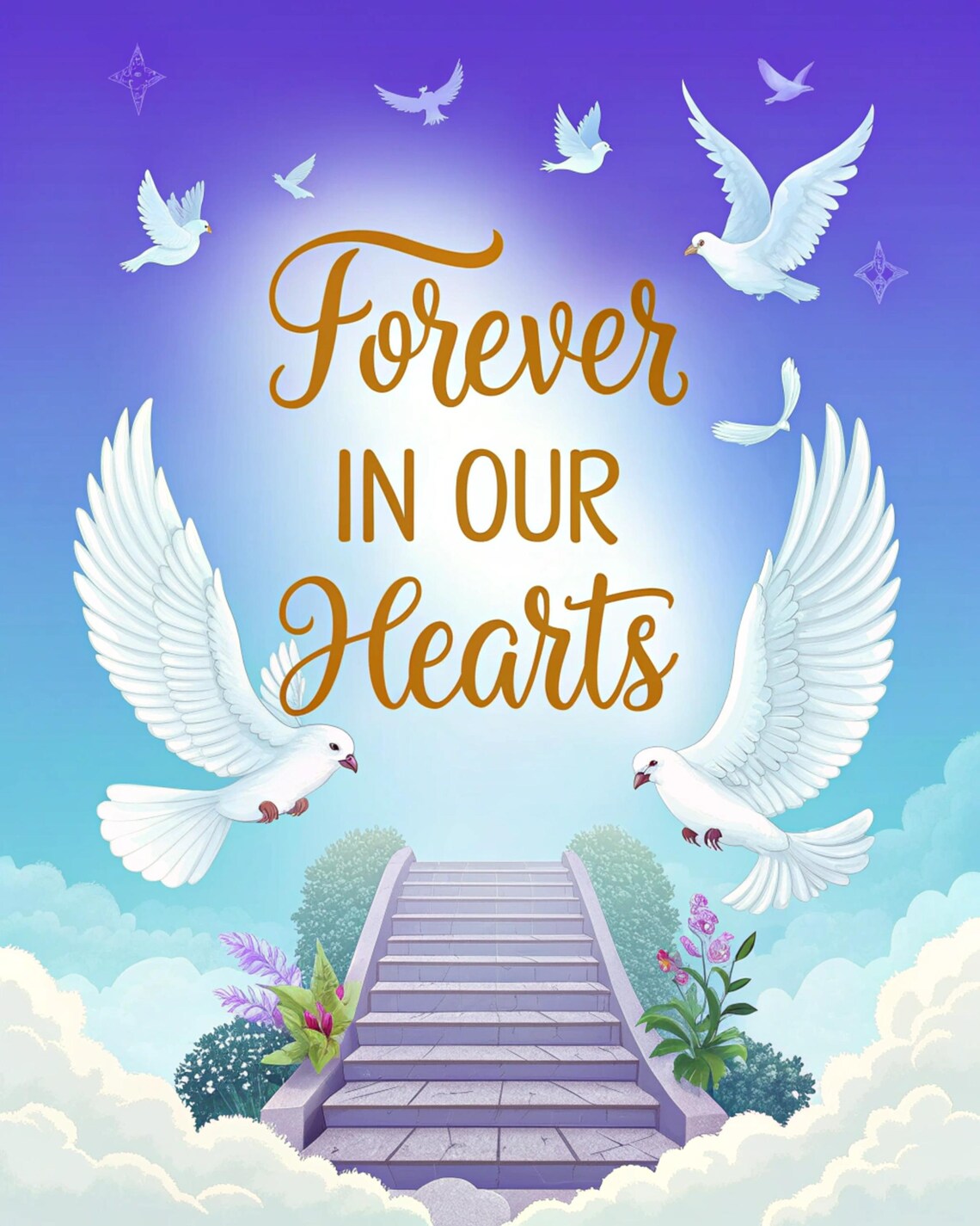 Stairs to Heaven Memorial Backdrop: Bereavement Design (PNG Download ...