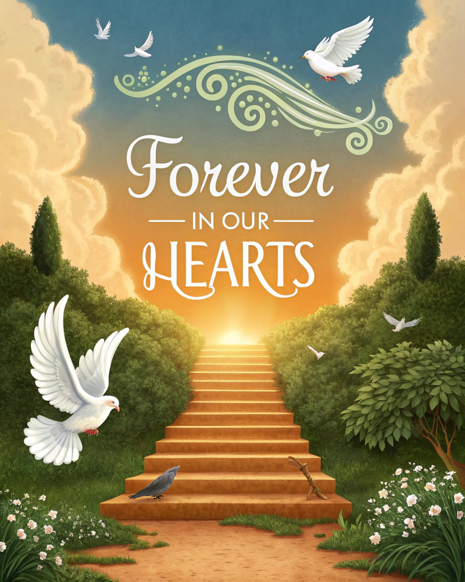Memorial Heaven Background: Stairs to Heaven Design (PNG Download) - Etsy