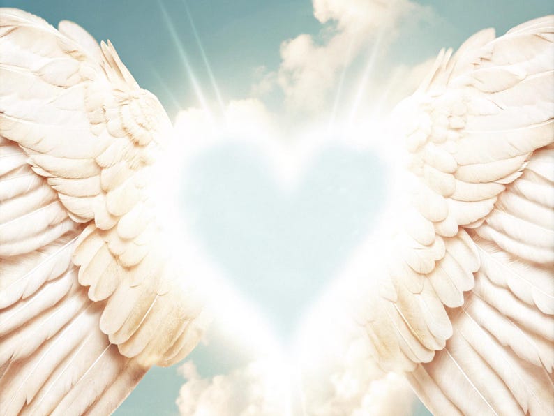 Memorial Heaven Background: Angel Wings, Serene Sky (PNG Digital Files ...