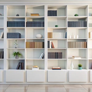 White Bookshelf Zoom Background | Zoom Background Home Office | Home ...