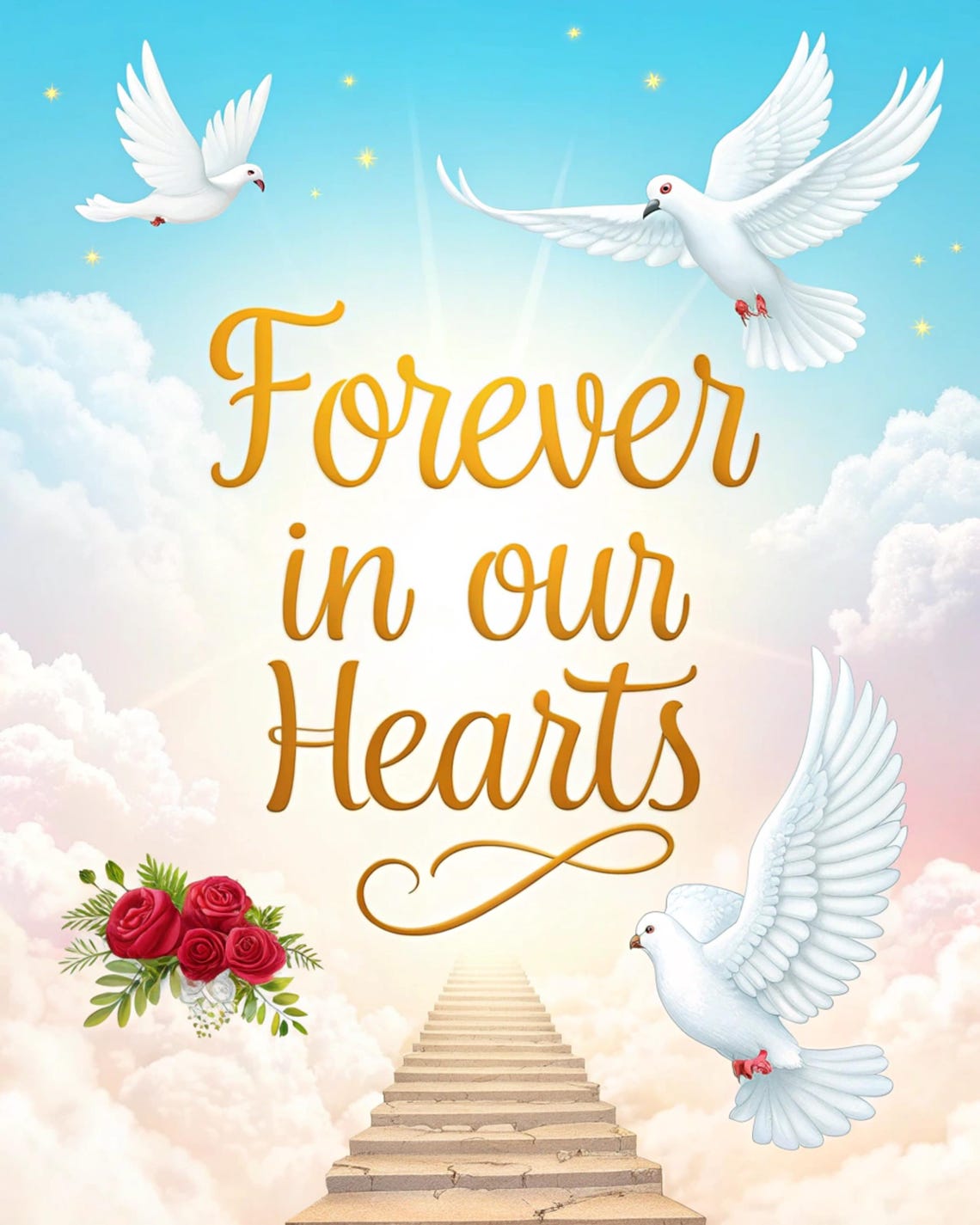 Stairs to Heaven Memorial Backdrop: Bereavement Design (PNG Download ...