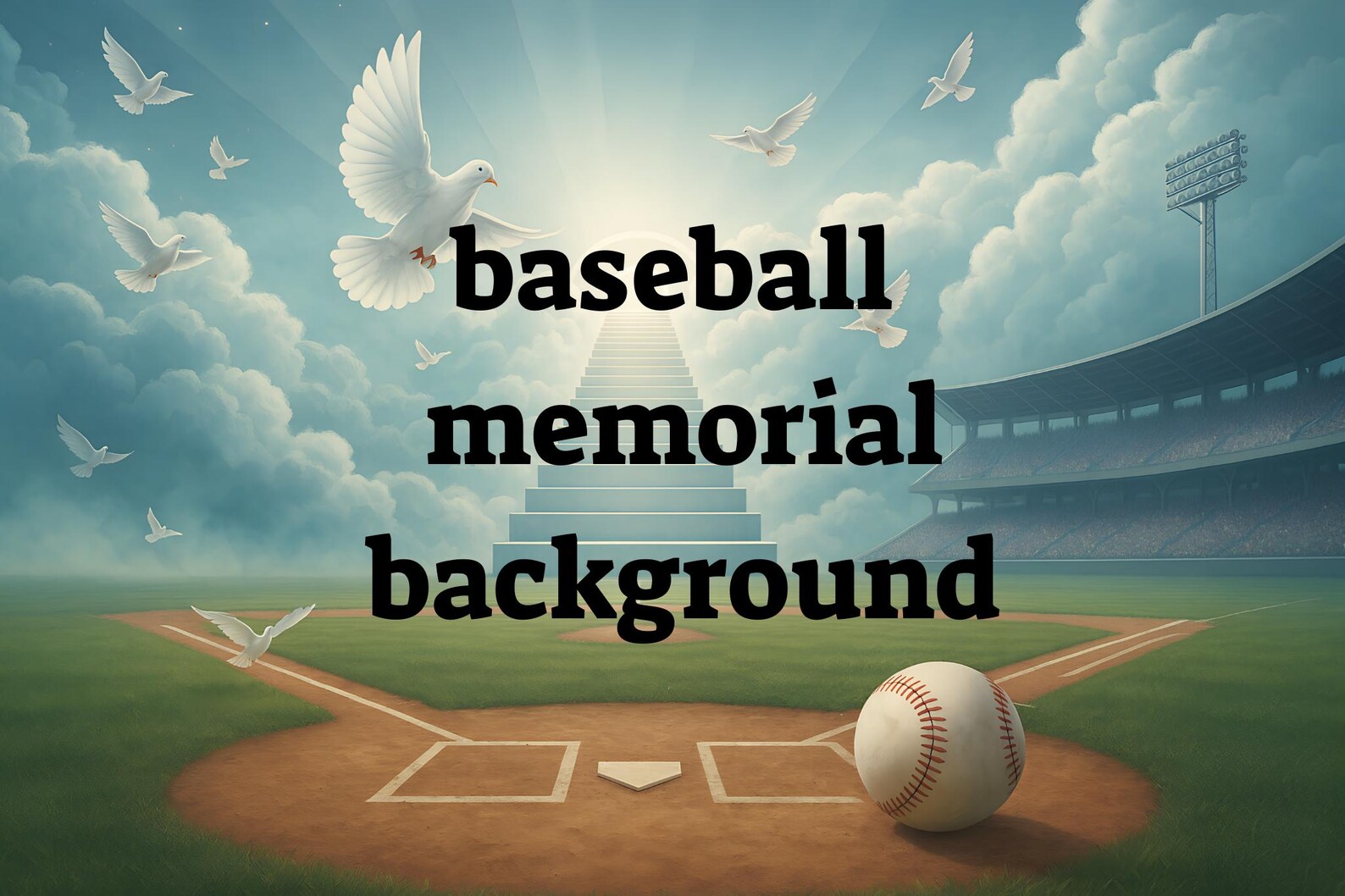 Baseball Memorial Background: Stairs to Heaven RIP (PNG Digital ...