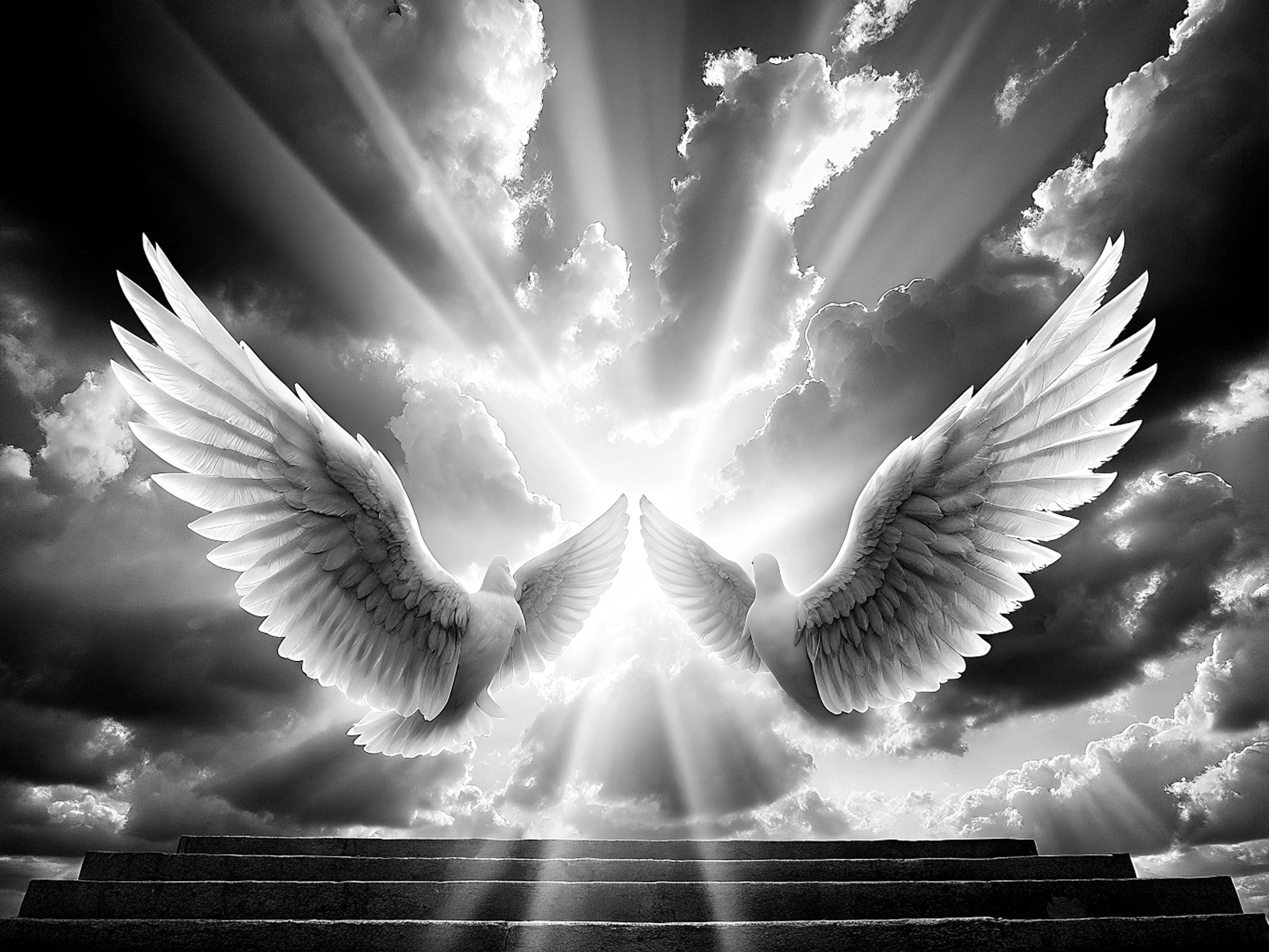 Memorial Heaven Background: Angel Wings, Clouds (PNG) - Etsy