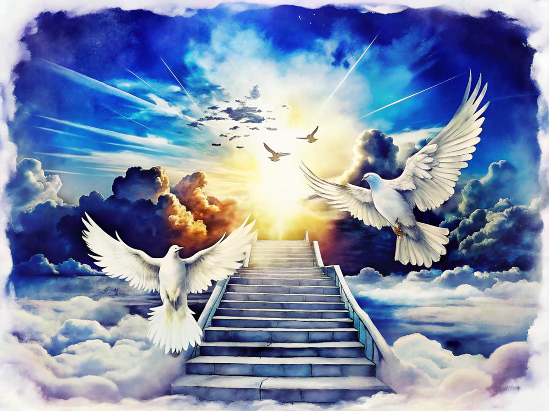 Memorial Sky Background With Angel Wings (PNG) - Etsy