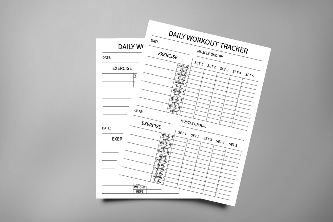 Daily Workout Tracker Printable, Daily Exercise Log, Fitness Journal ...