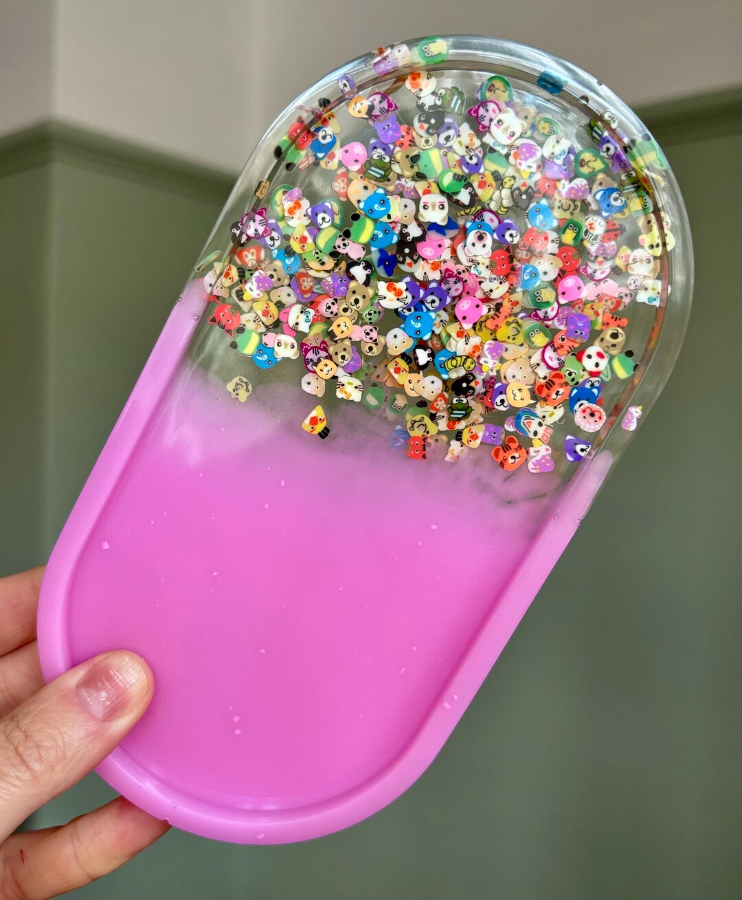 Pink Funky Resin Trinket Dish, Trinket Tray, Key Bowl, White Jewellery ...