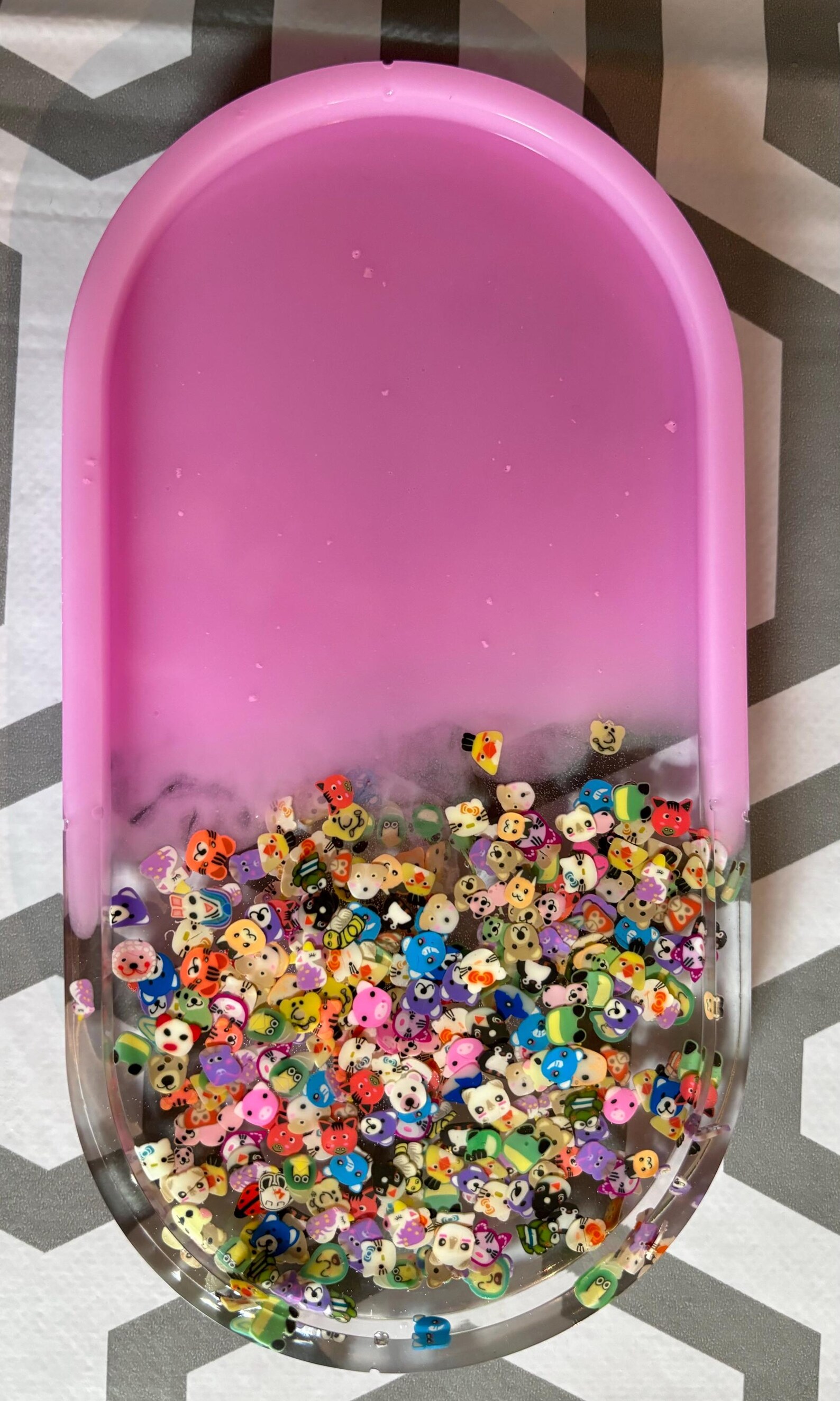 Pink Funky Resin Trinket Dish, Trinket Tray, Key Bowl, White Jewellery ...